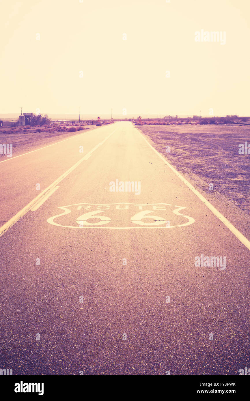 Vintage filtered picture of the famous Route 66, California, USA Stock ...