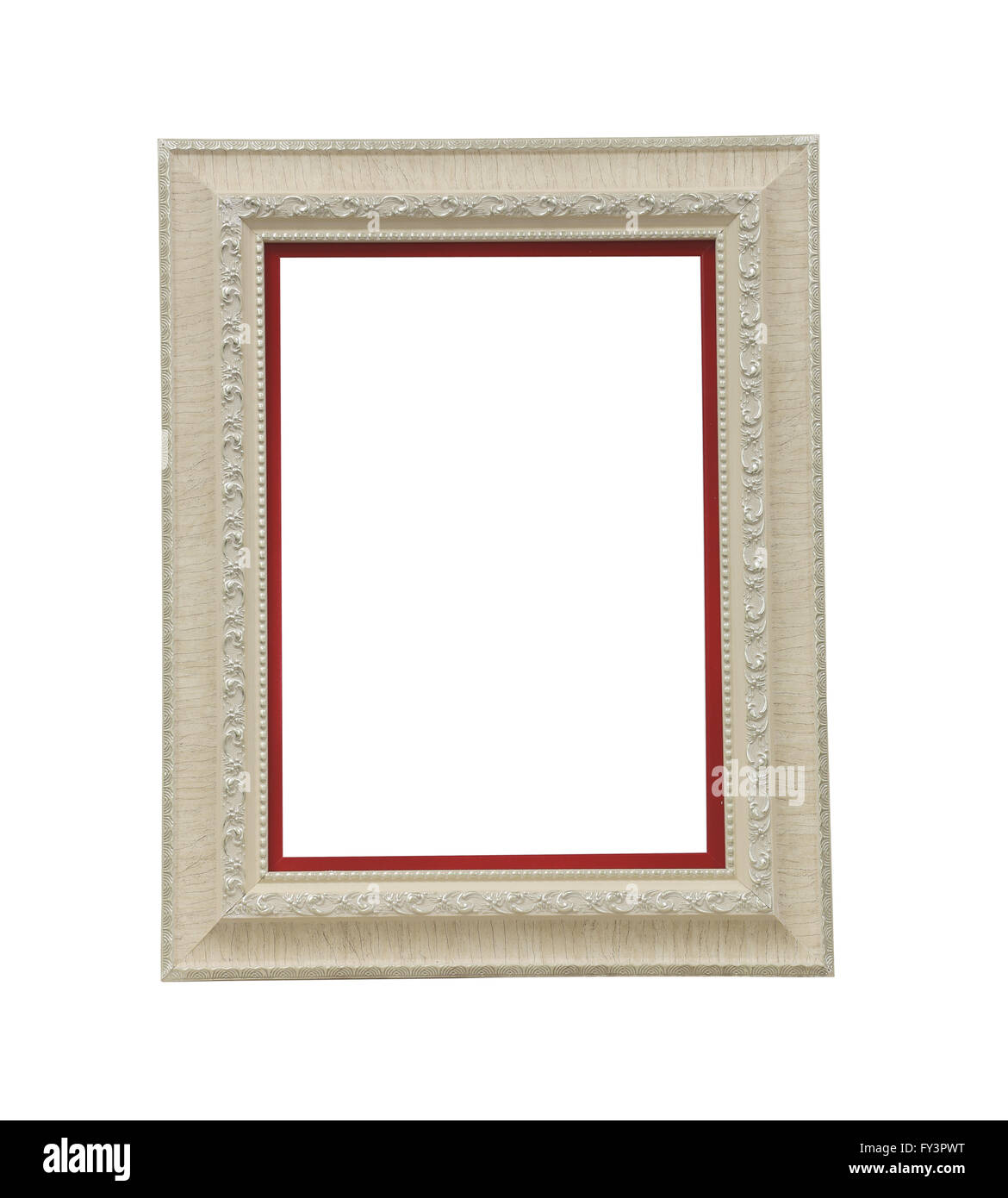 Modern style of cream picture frame on white background and have ...