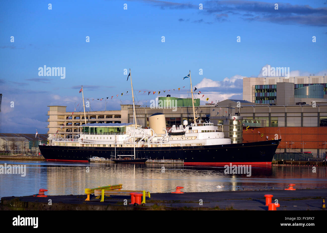 The Royal Yacht Britannia docked at Leith Basin, Edinburgh Scotland ...