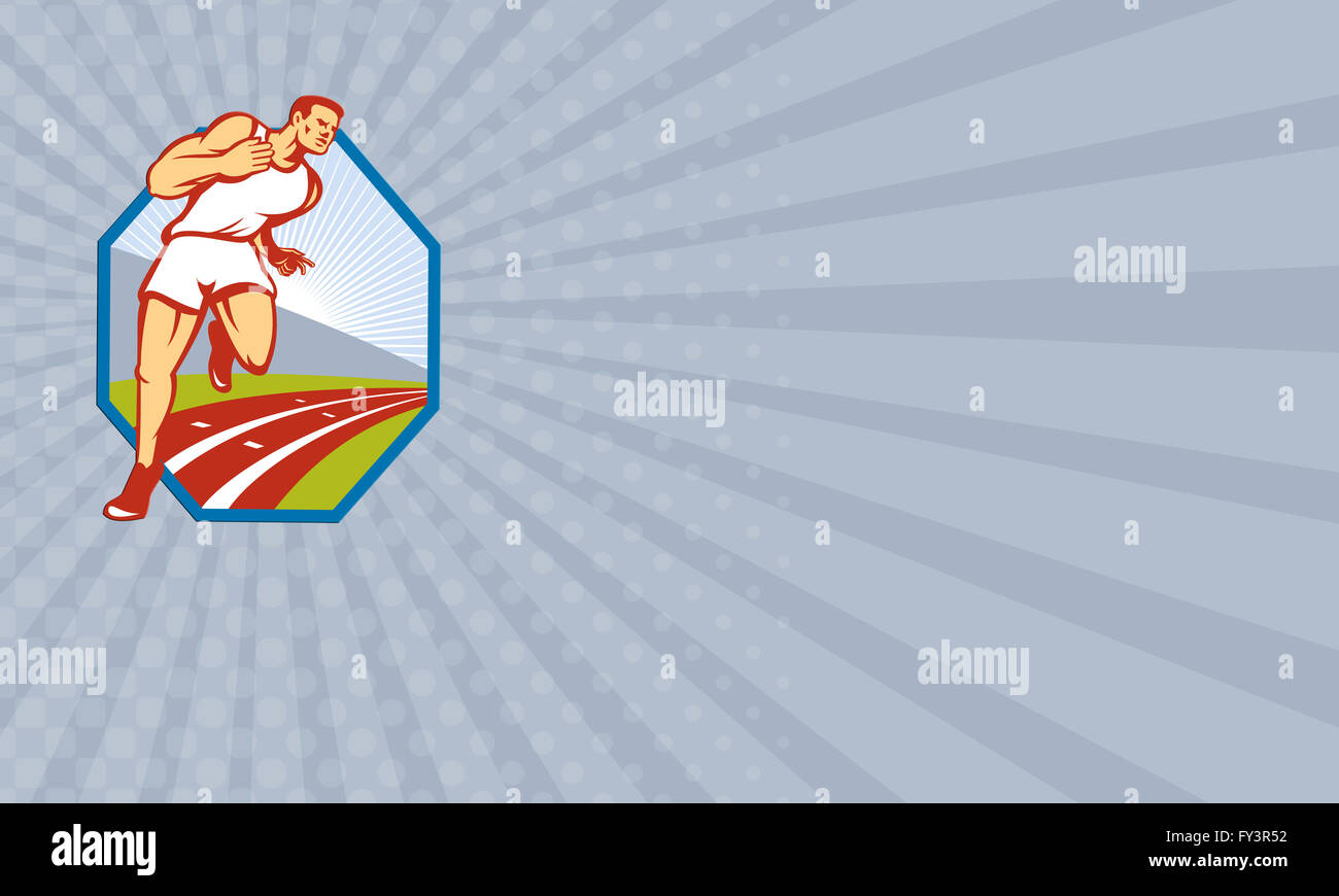 Business card showing illustration of a marathon runner track and field ...