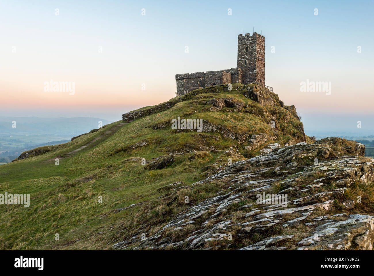Sunrise at Brentor Church, Brent Tor, Dartmoor National Park, Devon ...
