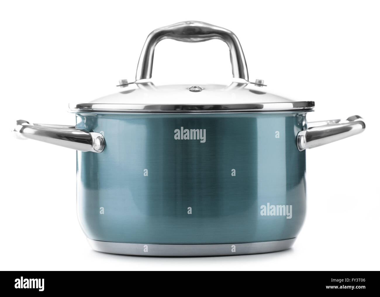 Steel pot isolated on white background Stock Photo - Alamy