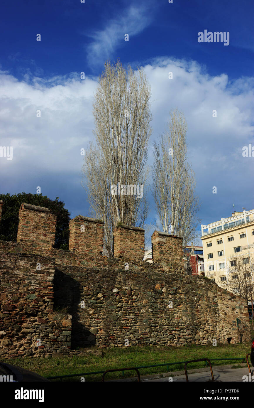 Remains of the western castle wall crenelations, part of the octagonal ...