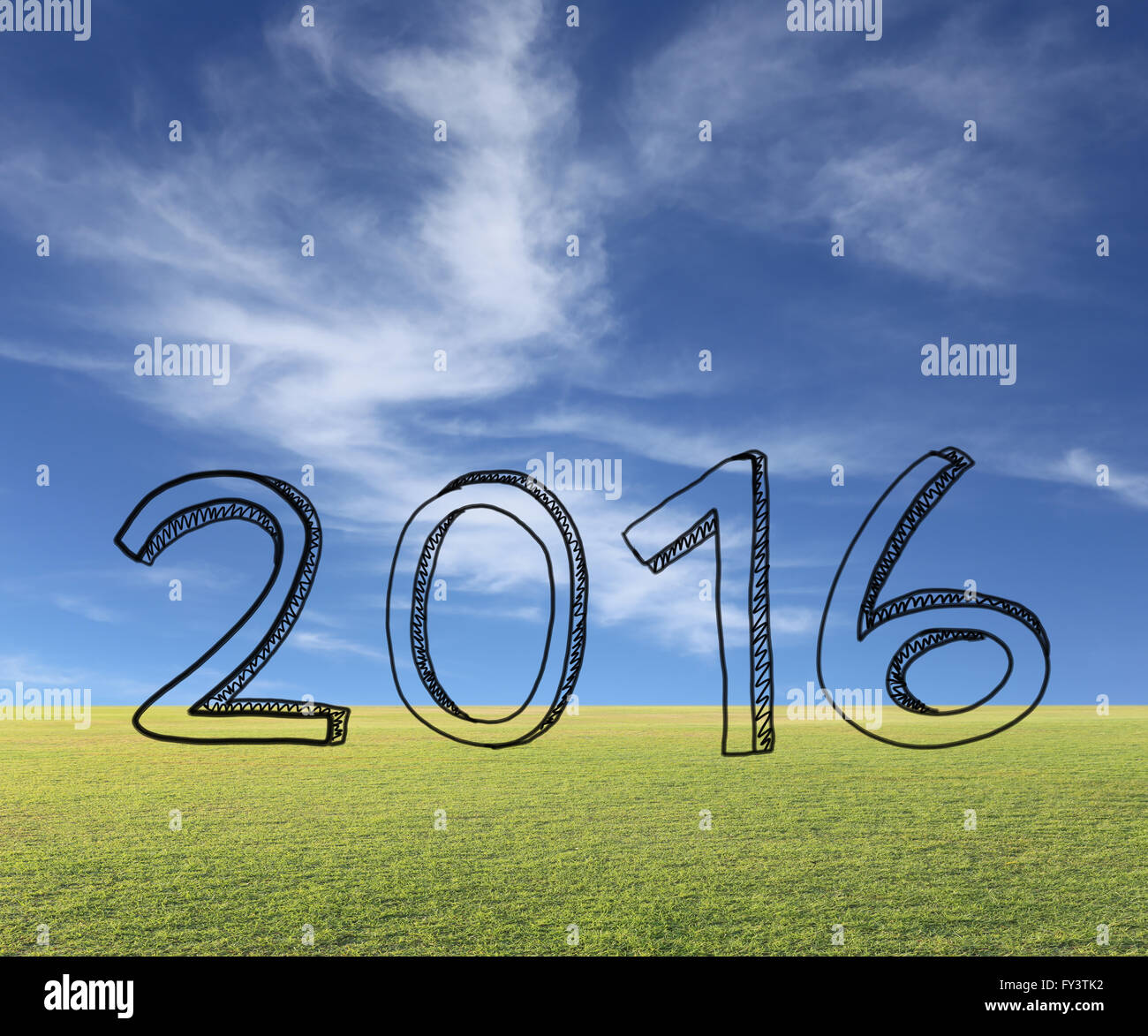 Hand drawn numbers show 2016 year on natural background Stock Photo - Alamy