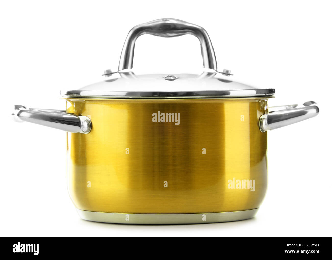 Steel pot isolated on white background Stock Photo - Alamy