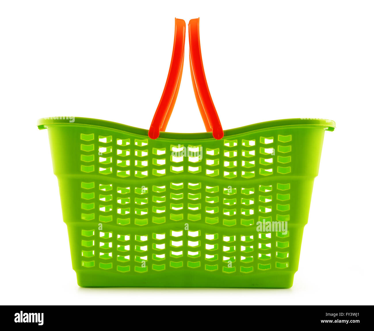 Empty plastic shopping basket isolated on white background Stock Photo ...