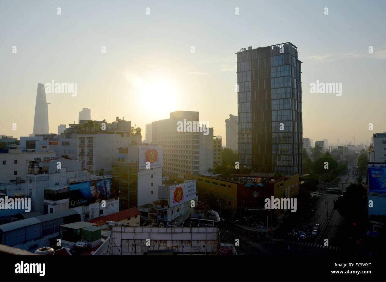 Aerial view cityscape of Saigon city in morning time on January 24 ...