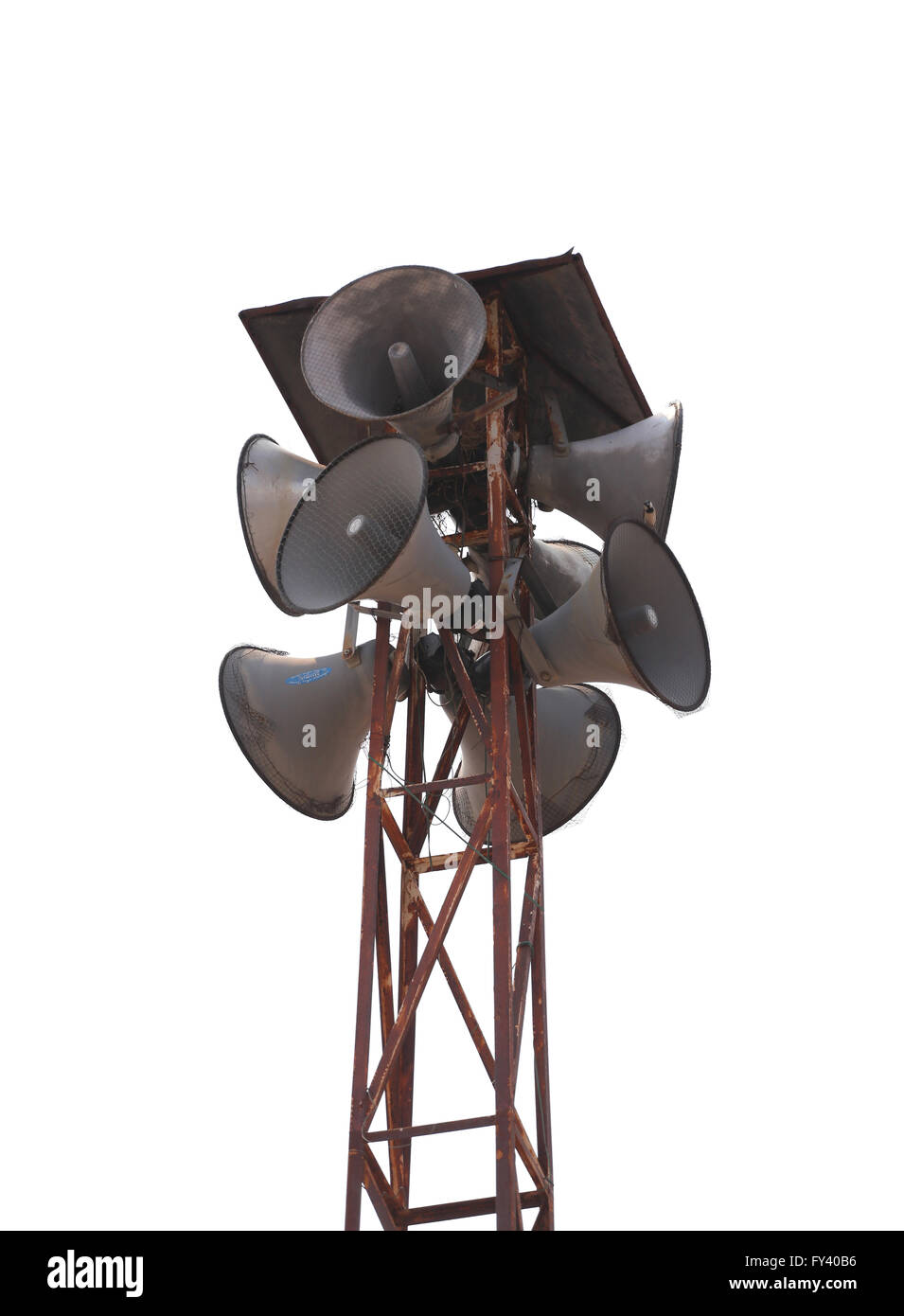 old loudspeaker set isolated on white background Stock Photo - Alamy