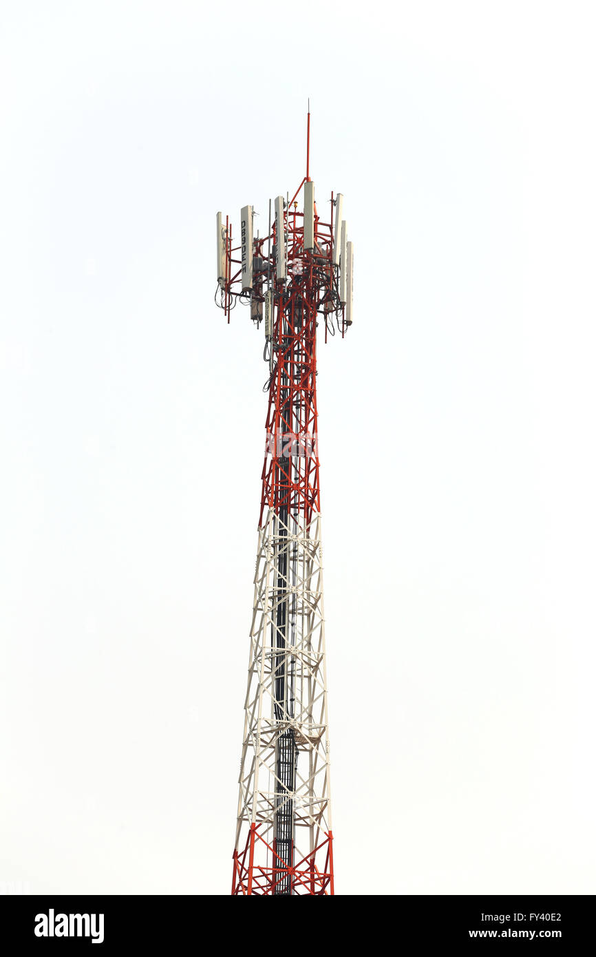Antenna phone signal serving on white background Stock Photo - Alamy