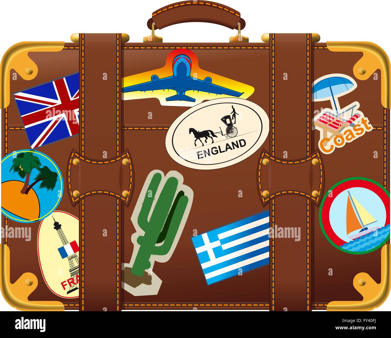 brown suitcase with label Stock Vector Image & Art - Alamy