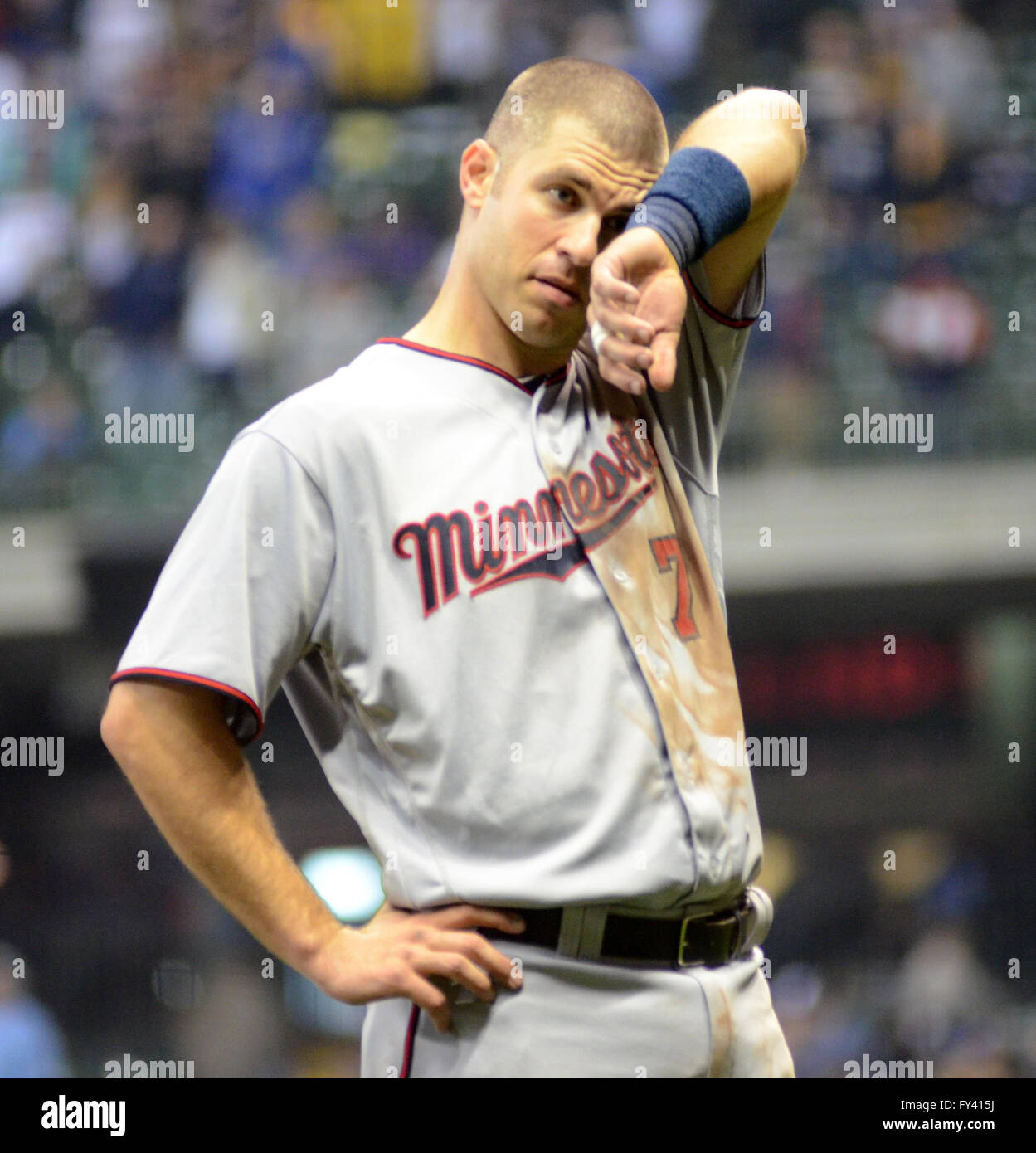 Milwaukee, WI, USA. 20th Apr, 2016. Minnesota Twins first baseman JOE ...