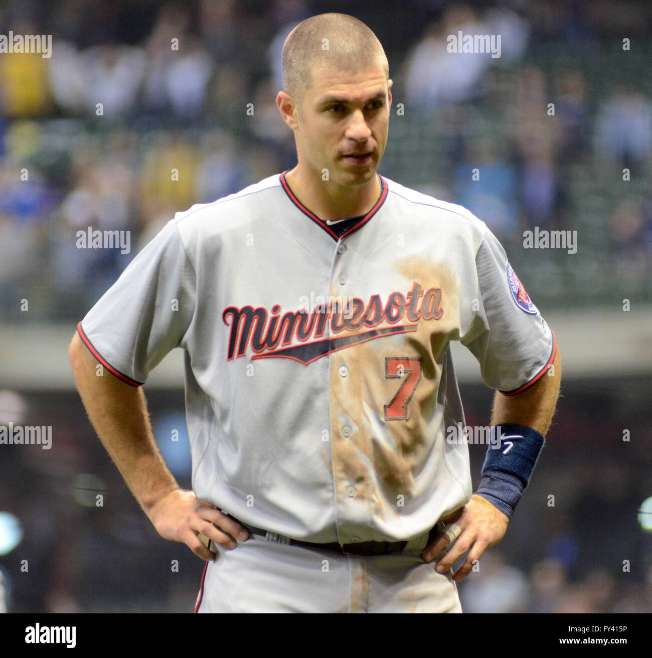 Milwaukee, WI, USA. 20th Apr, 2016. Minnesota Twins first baseman JOE ...