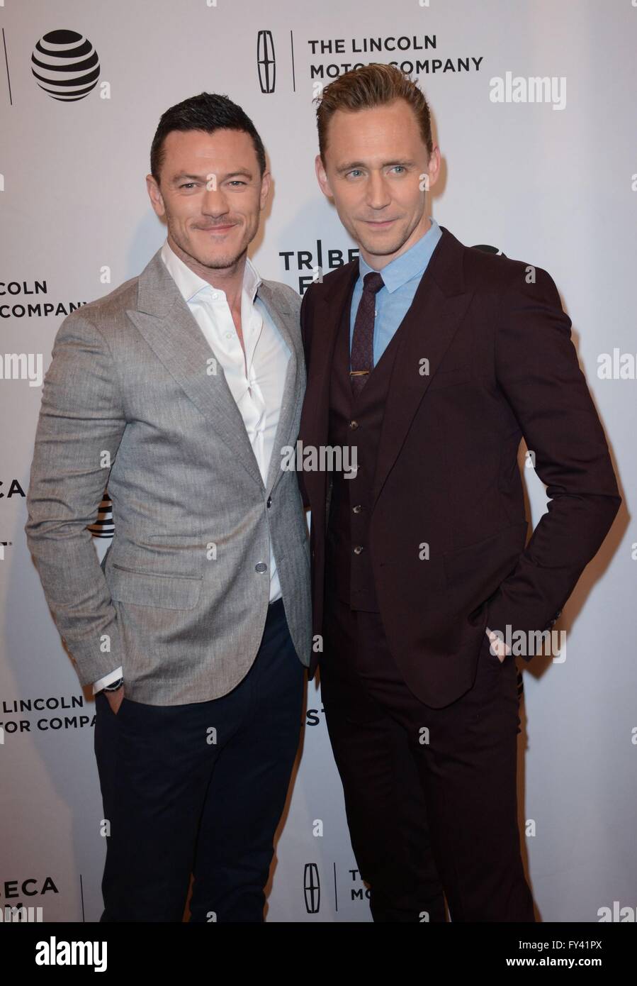 New York, NY, USA. 20th Apr, 2016. Luke Evans, Tom Hiddleston at ...