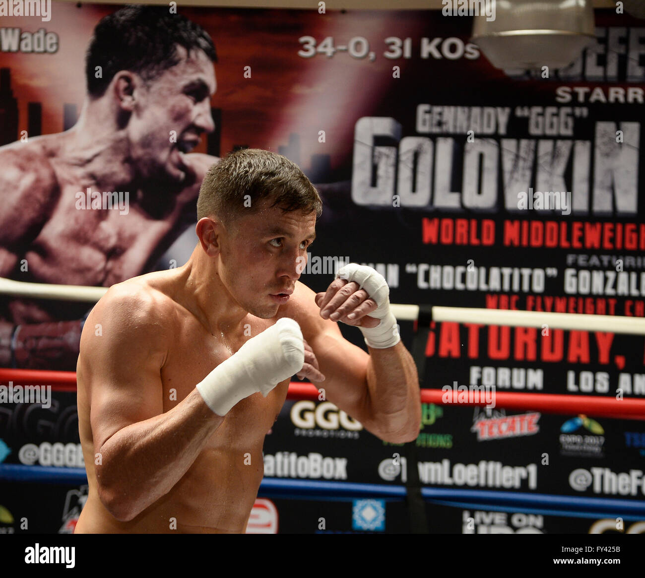 Santa Monica, California, USA. 20th Apr, 2016. Undefeated, Unified World Middleweight Champion ...