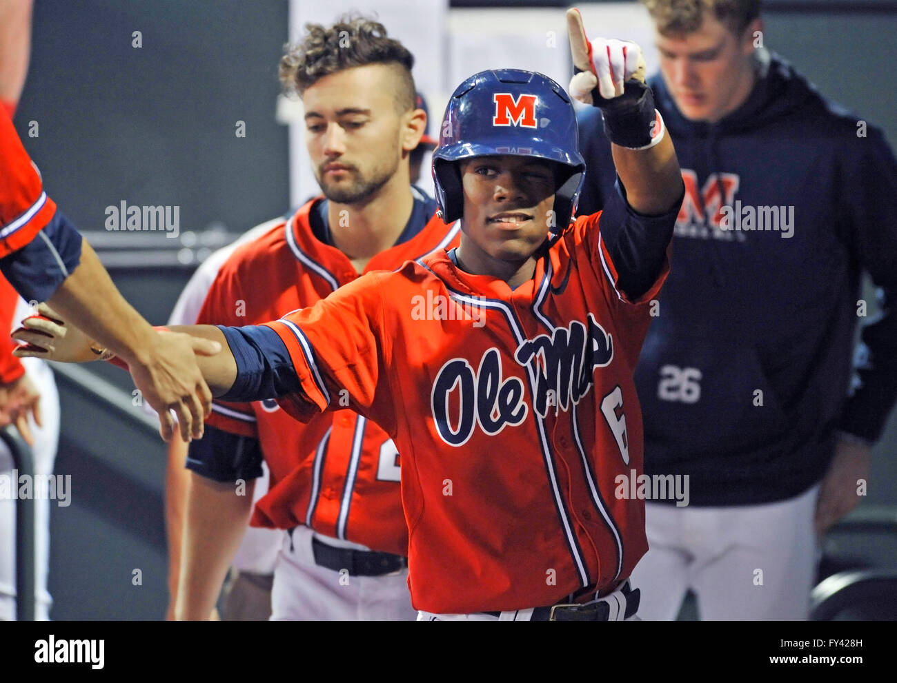Memphis, TN, USA. 19th Apr, 2016. Mississippi infielder Errol Robinson ...