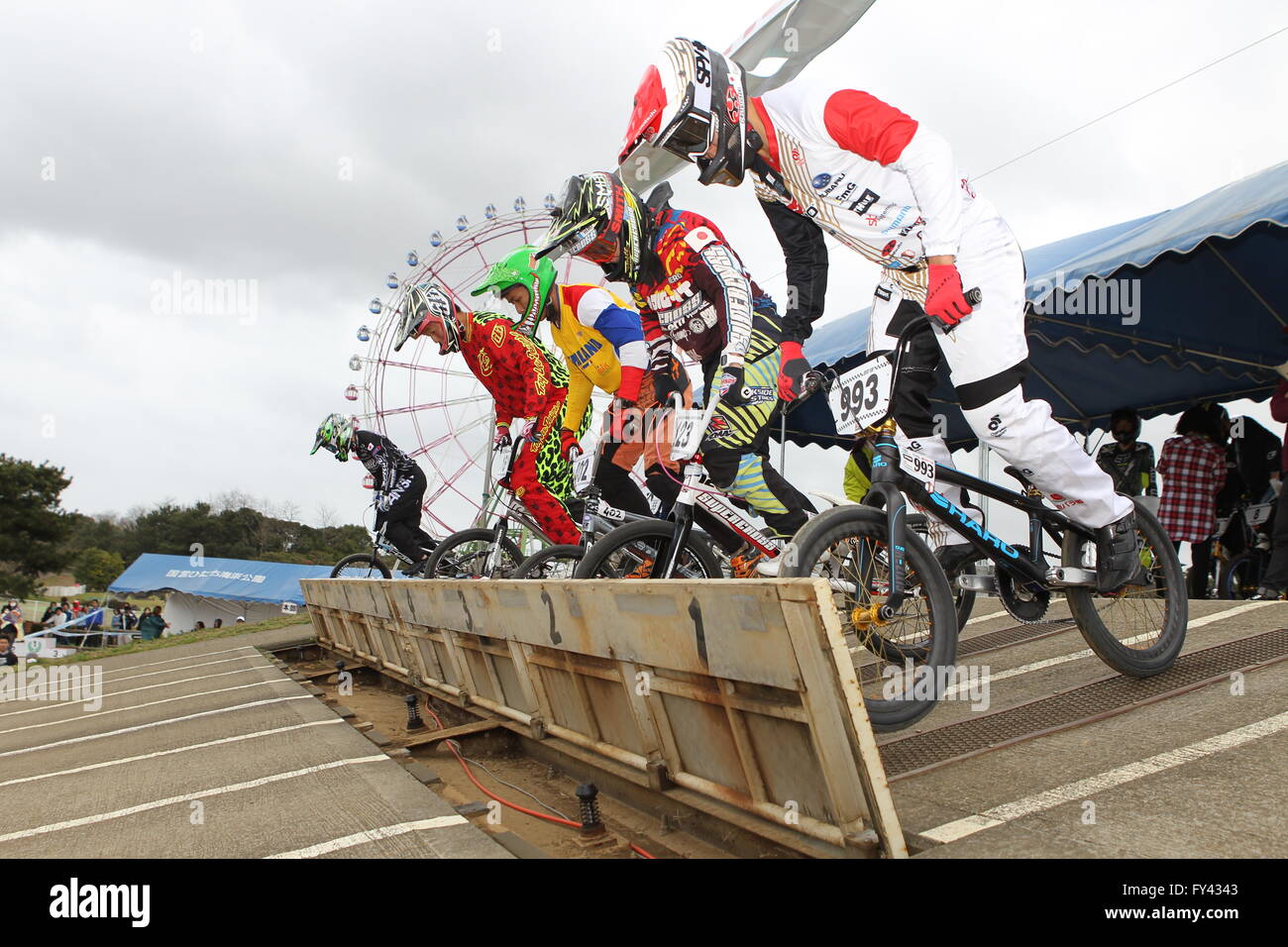 Hitachinaka, Ibaraki, Japan. 17th Apr, 2016. (R-L) Yoshitaku Nagasako ...