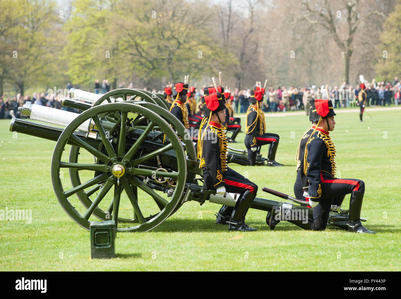 London UK. 21st April 2016 Royal gun salutes to mark Queen's 90th ...