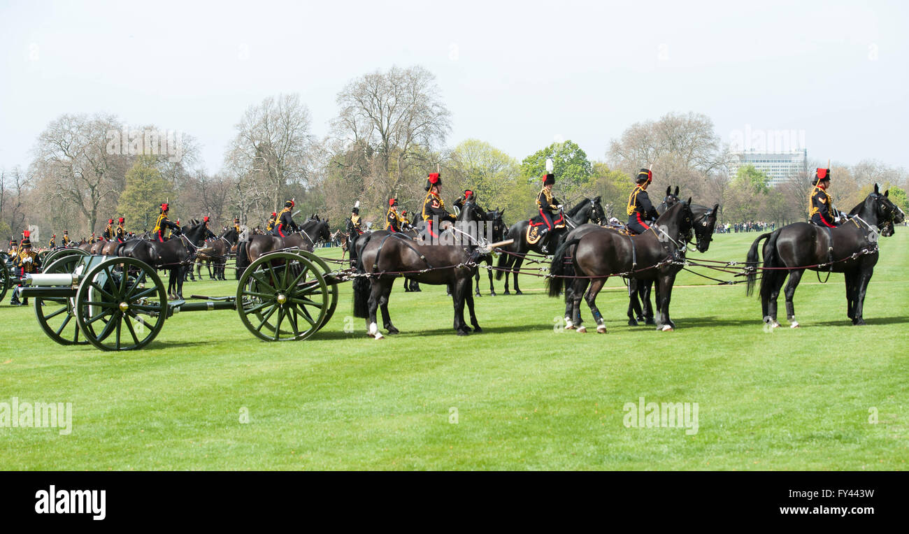 London UK. 21st April 2016 Royal gun salutes to mark Queen's 90th ...