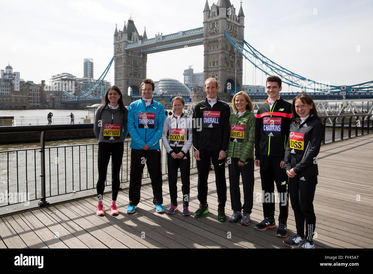 Tower Bridge, London, UK. 21st April 2016,British runners aiming for ...