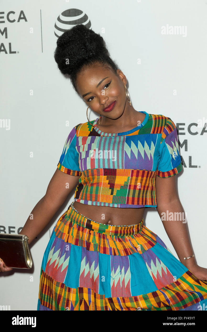 New York, NY, USA. 20th April, 2016. Lovie Simone attends premiere of ...