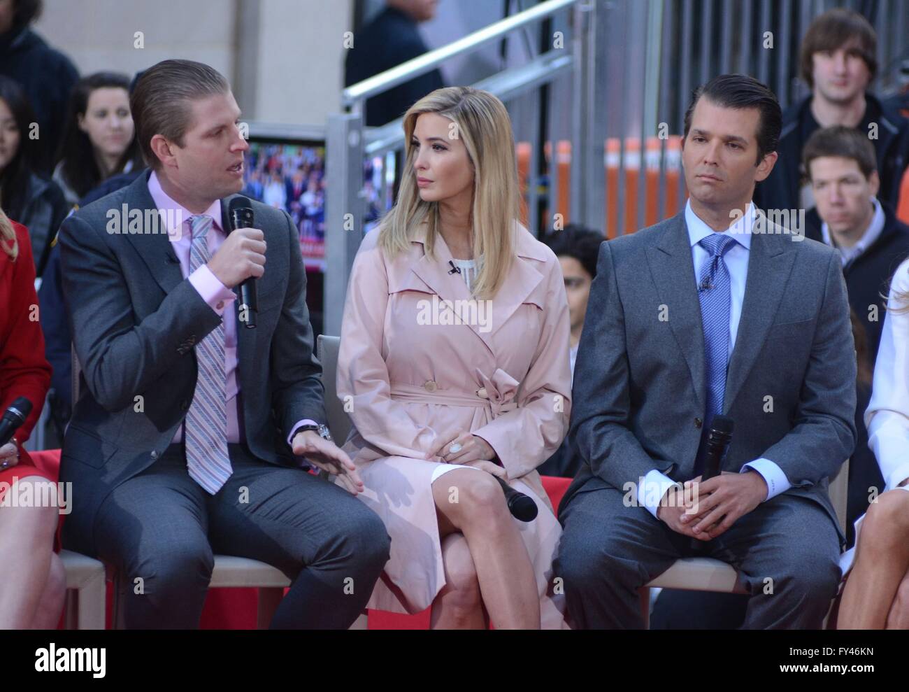 New York, NY, USA. 21st Apr, 2016. Eric Trump, Ivanka Trump, Donald ...