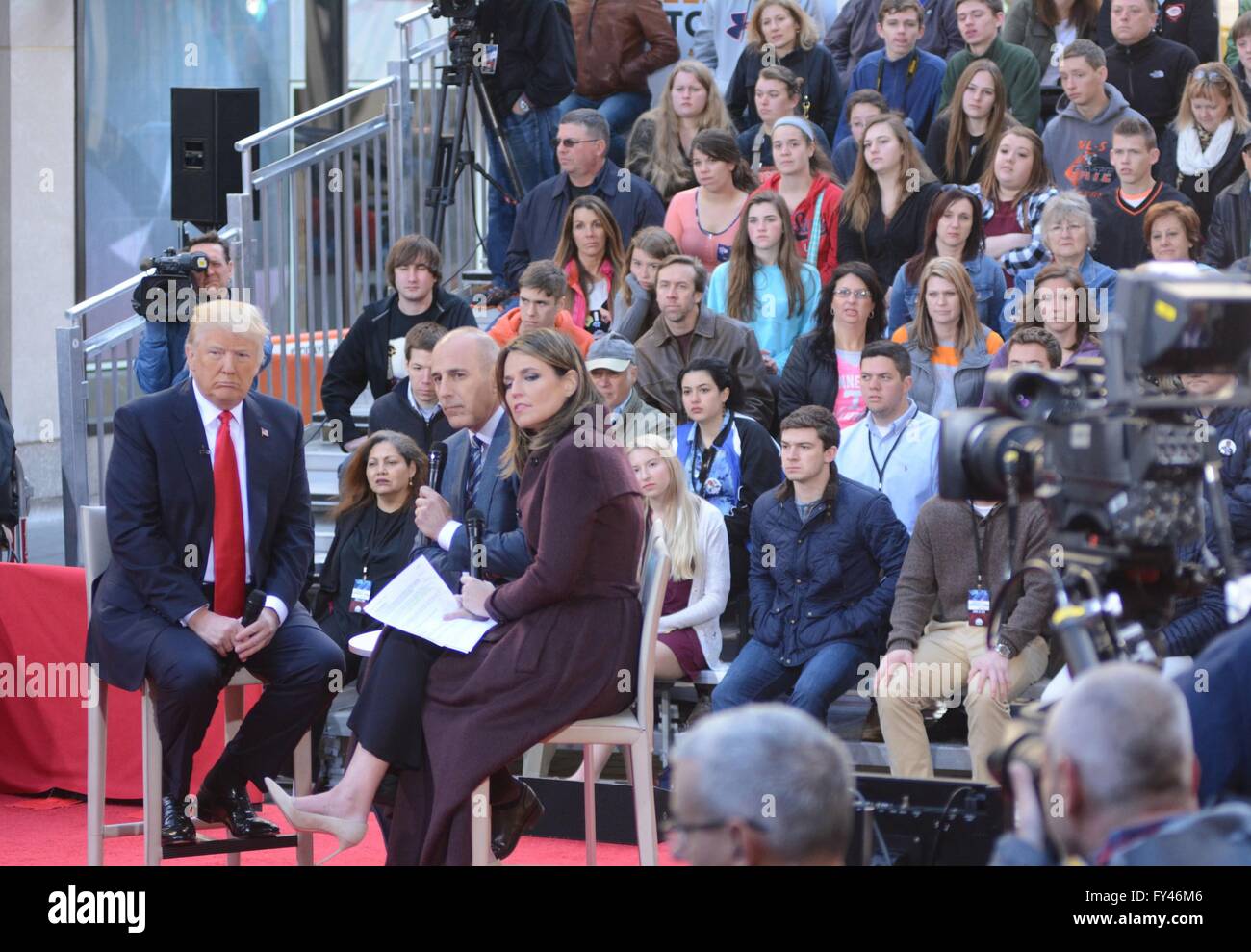 New York, NY, USA. 21st Apr, 2016. Donald Trump, Matt Lauer, Savannah ...