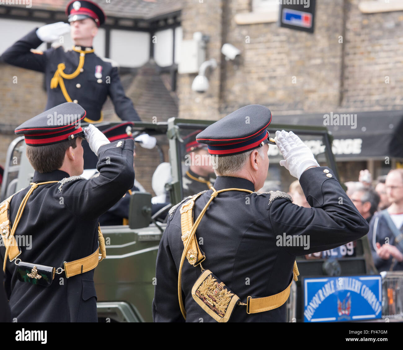 London UK, 21st April 2016, Honoourable Artillery Company officers ...