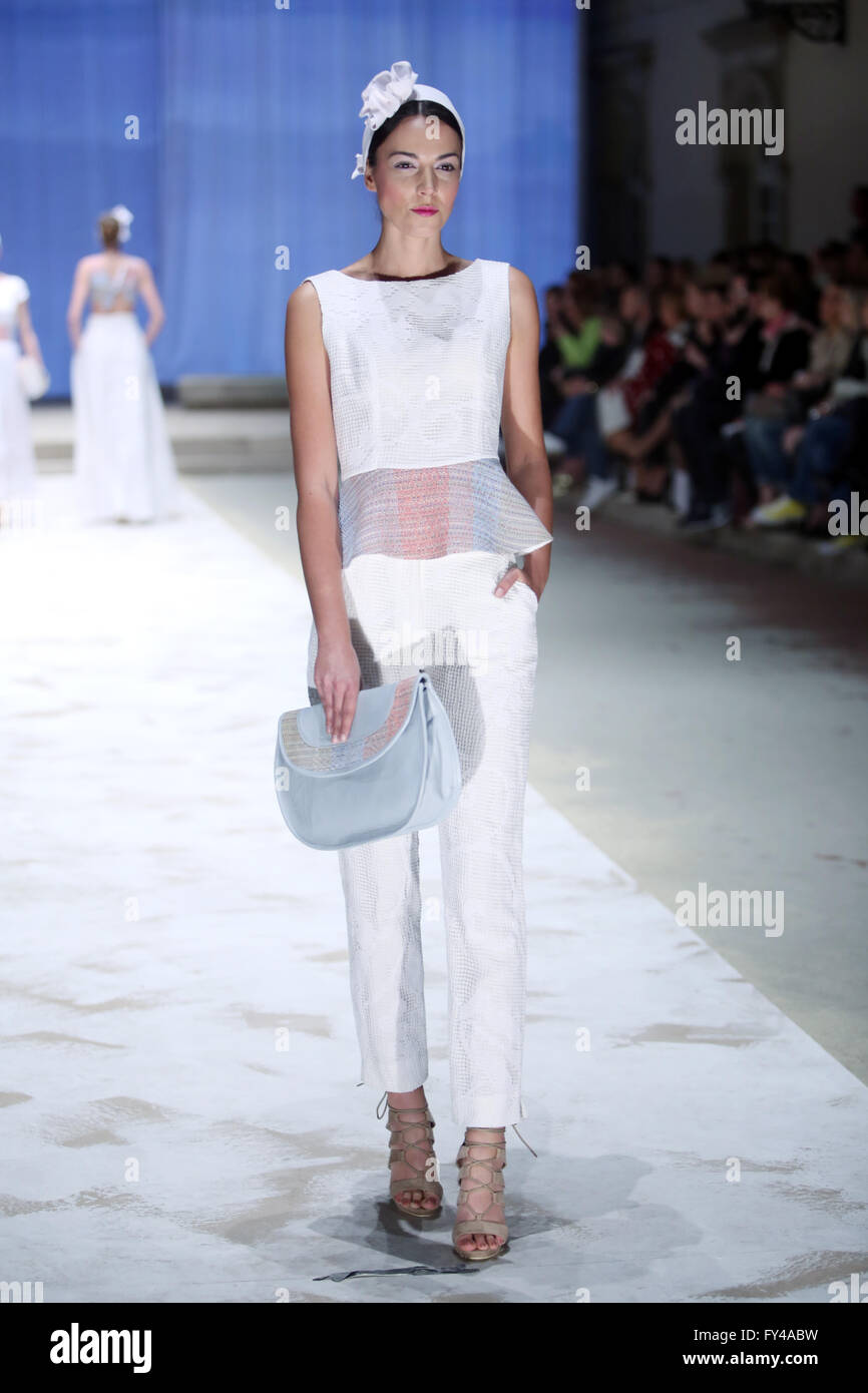 Zagreb, Croatia. 21st April, 2016. Fashion model wearing clothes ...