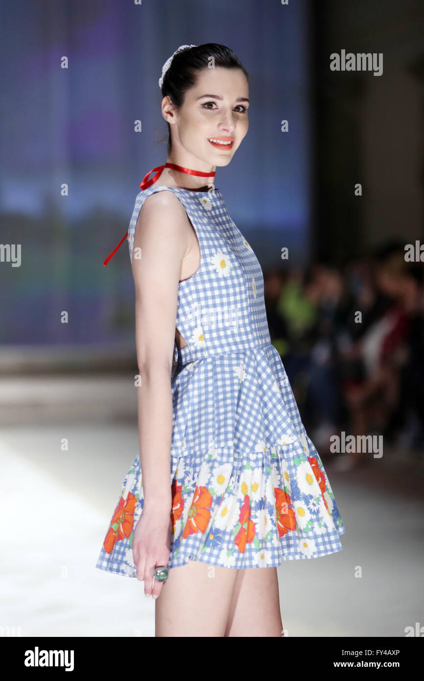 Zagreb, Croatia. 21st April, 2016. Fashion model wearing clothes ...