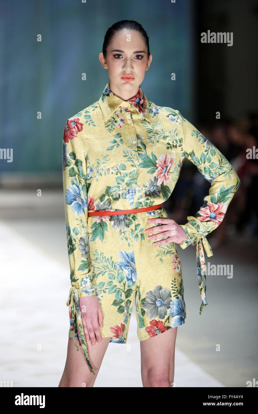 Zagreb, Croatia. 21st April, 2016. Fashion model wearing clothes ...