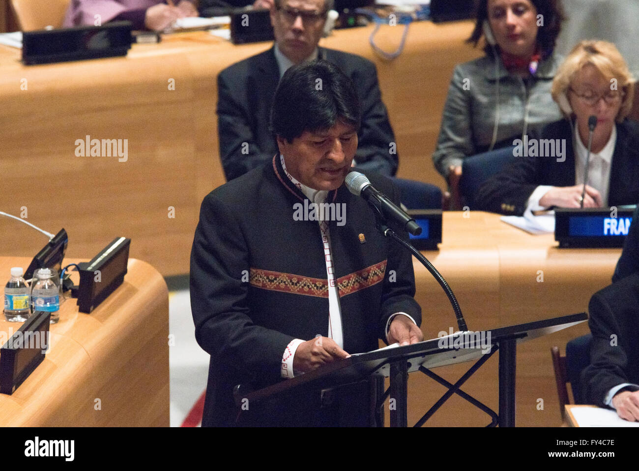 New York, United States. 21st Apr, 2016. Bolivian President Evo Morales ...
