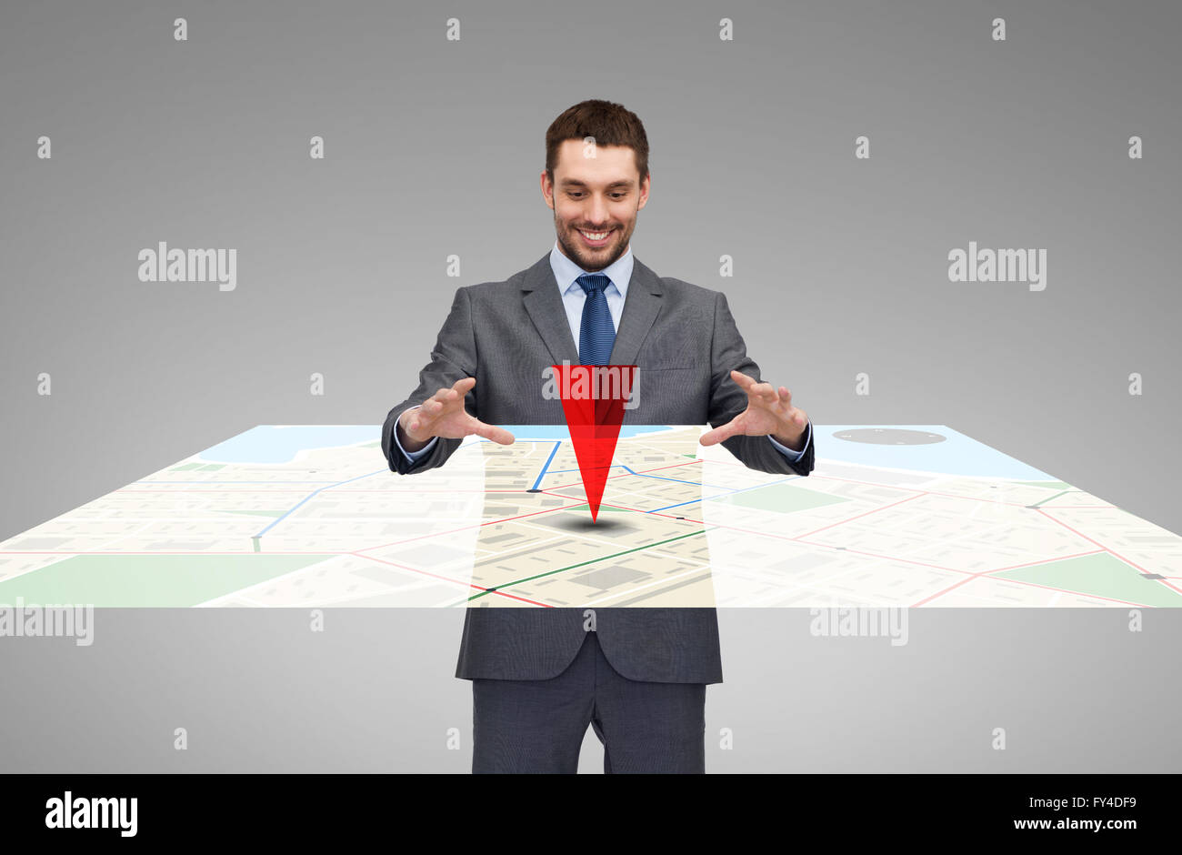 businessman working with virtual gps navigator map Stock Photo - Alamy