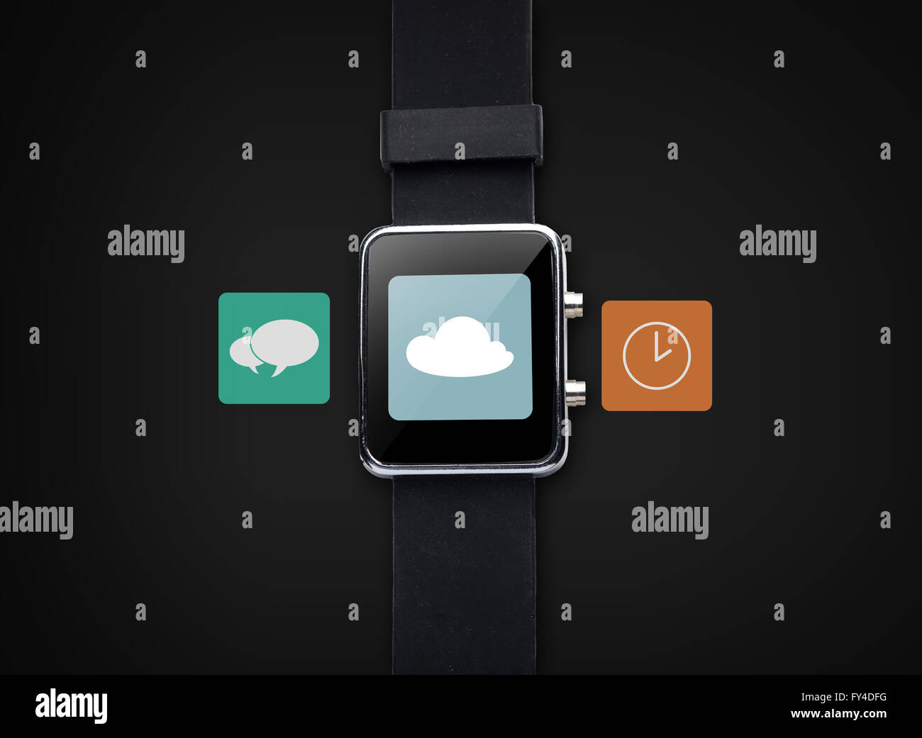 close up of smart watch with application icons Stock Photo - Alamy