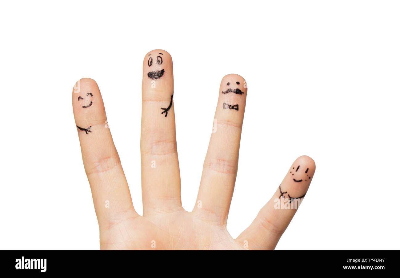close up of hands and fingers with smiley faces Stock Photo - Alamy