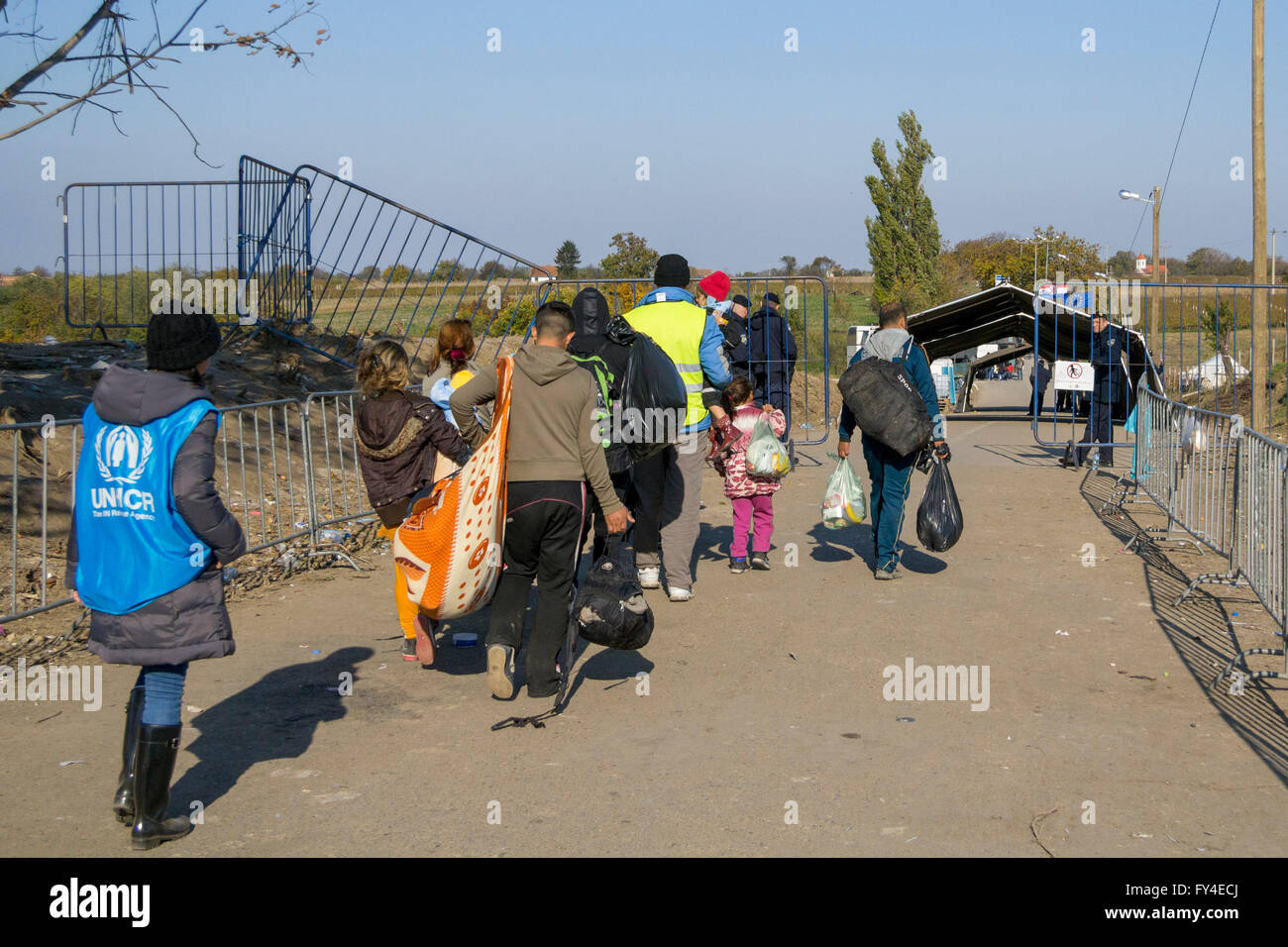 Refugees Crossing The Serbo Croatian Border Between Berkasovo Serbia