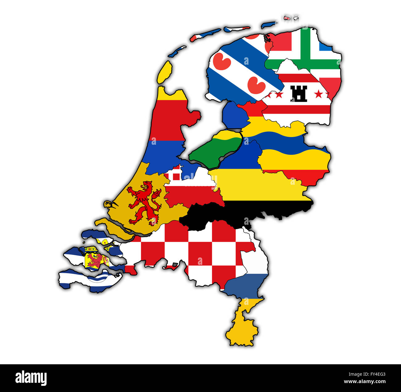 flags of provinces on map with administrative divisions of netherlands ...