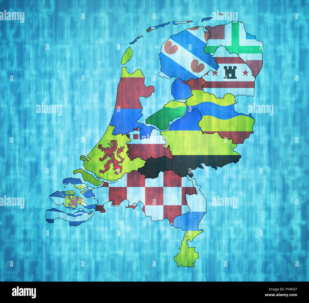 flags of provinces on map with administrative divisions of netherlands ...