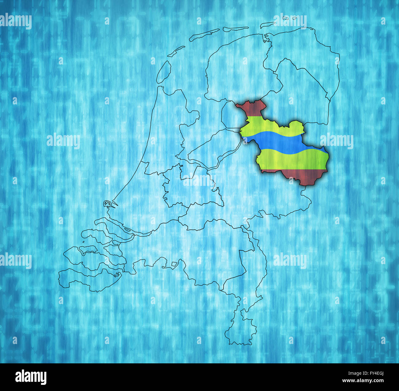 overijssel flag on map with borders of provinces in netherlands Stock ...
