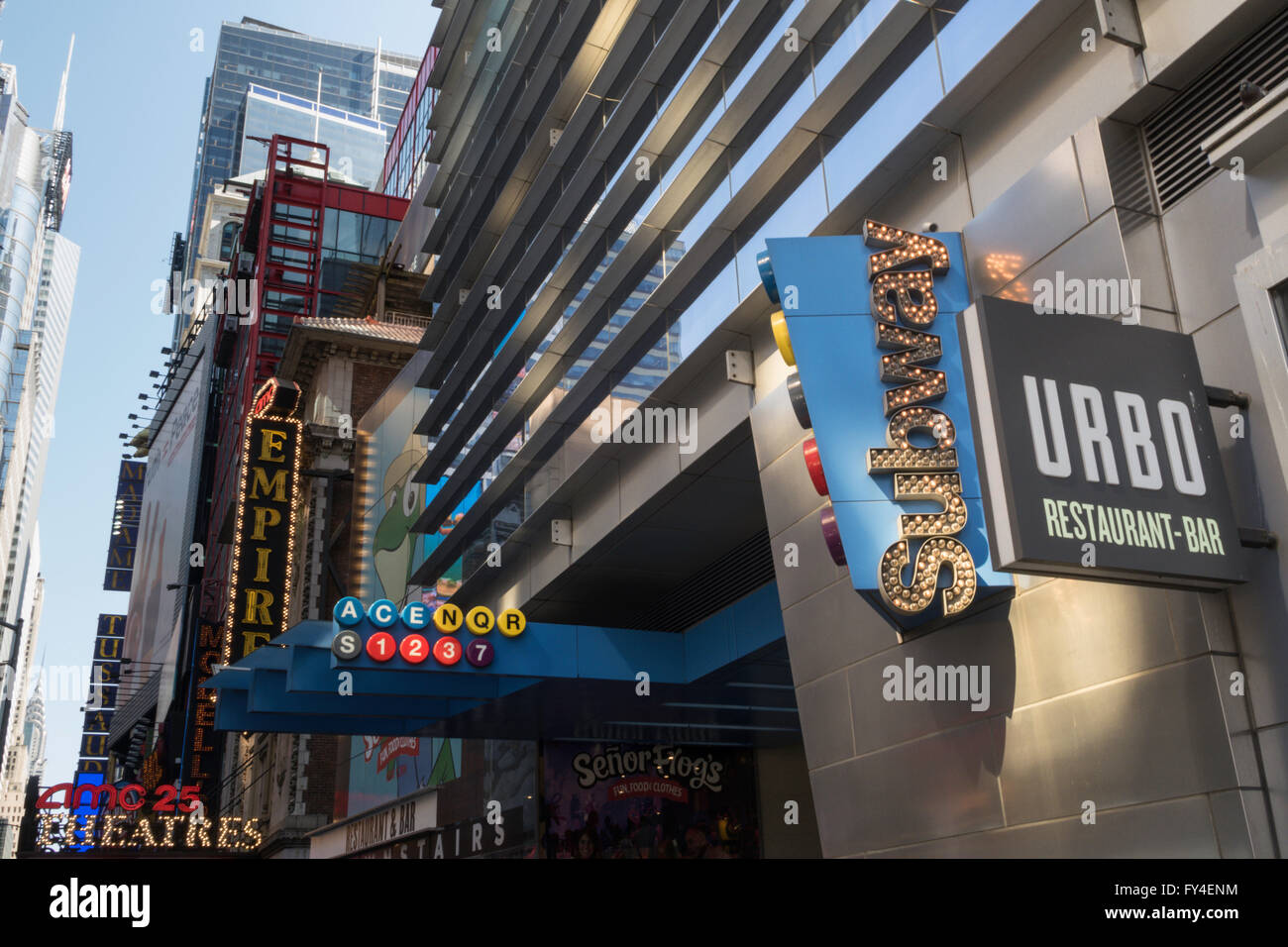 Signs on 42nd Street, NYC, USA Stock Photo - Alamy