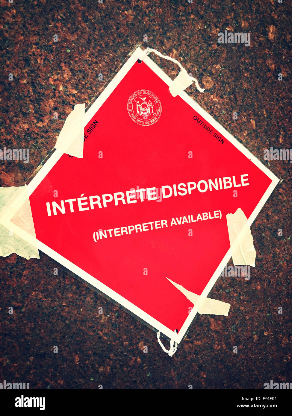 Interpreter Available Sign, NYC Polling Location, USA Stock Photo - Alamy