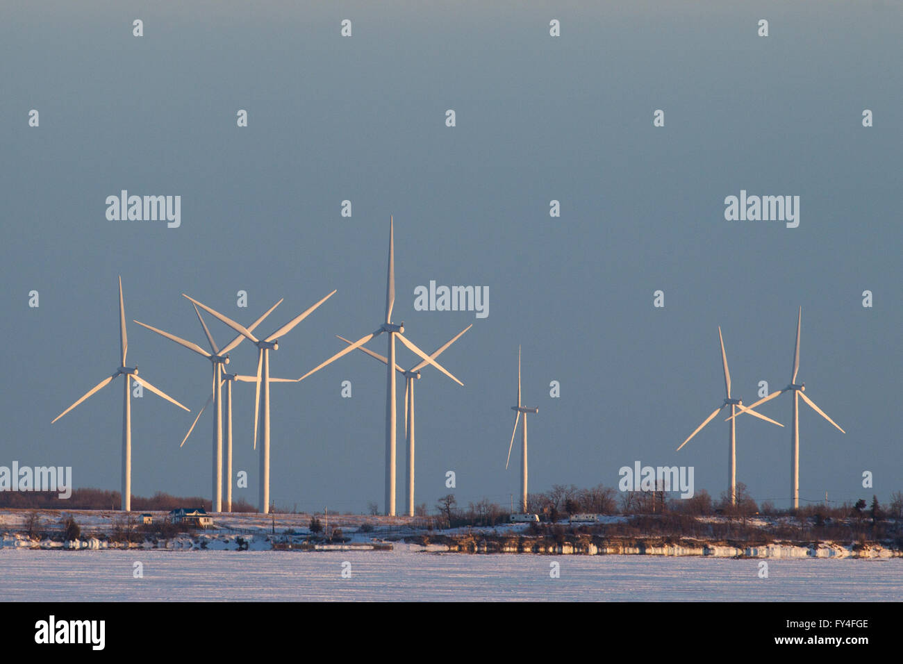 Wind turbines on Wolfe Island, Ont., on March 3, 2016 Stock Photo - Alamy