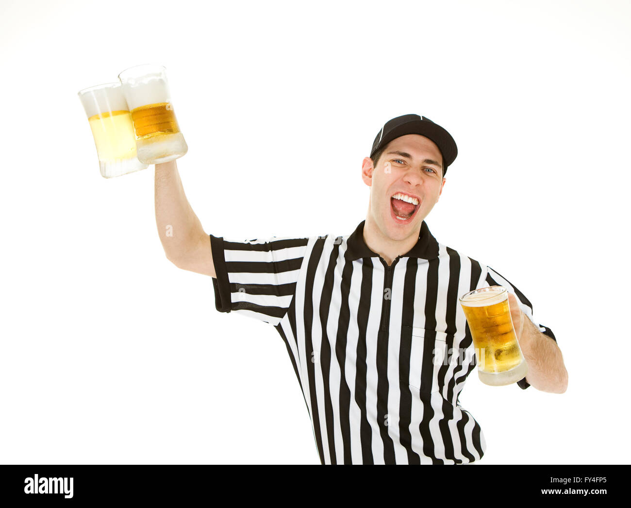 Caucasian male as American football referee. Isolated on white ...