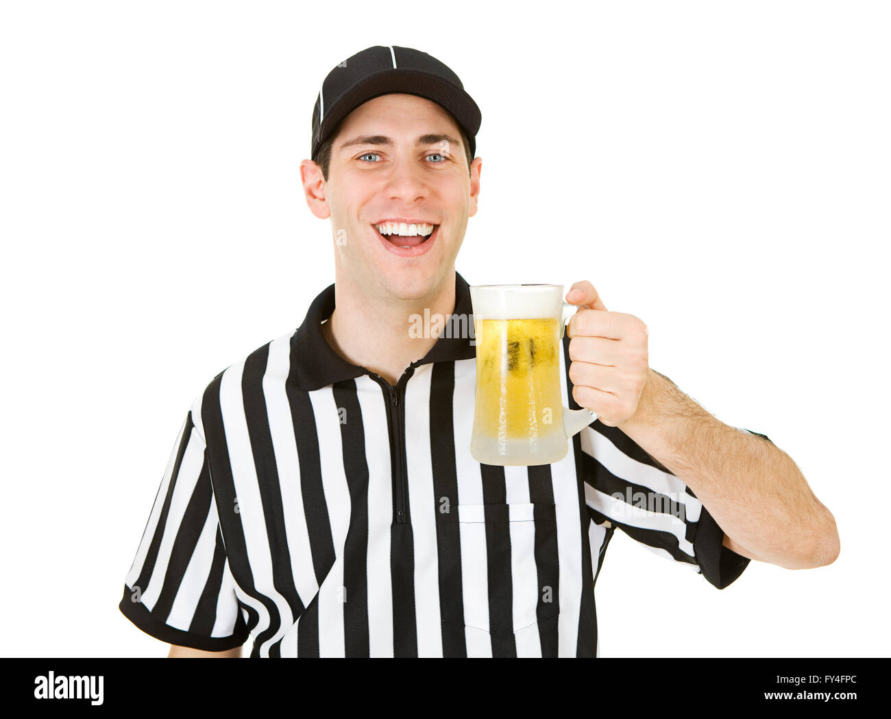 Caucasian male as American football referee. Isolated on white ...