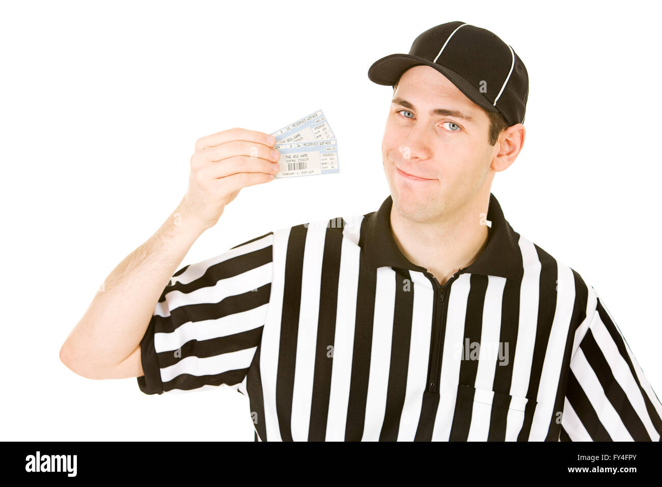 Caucasian male as American football referee. Isolated on white ...
