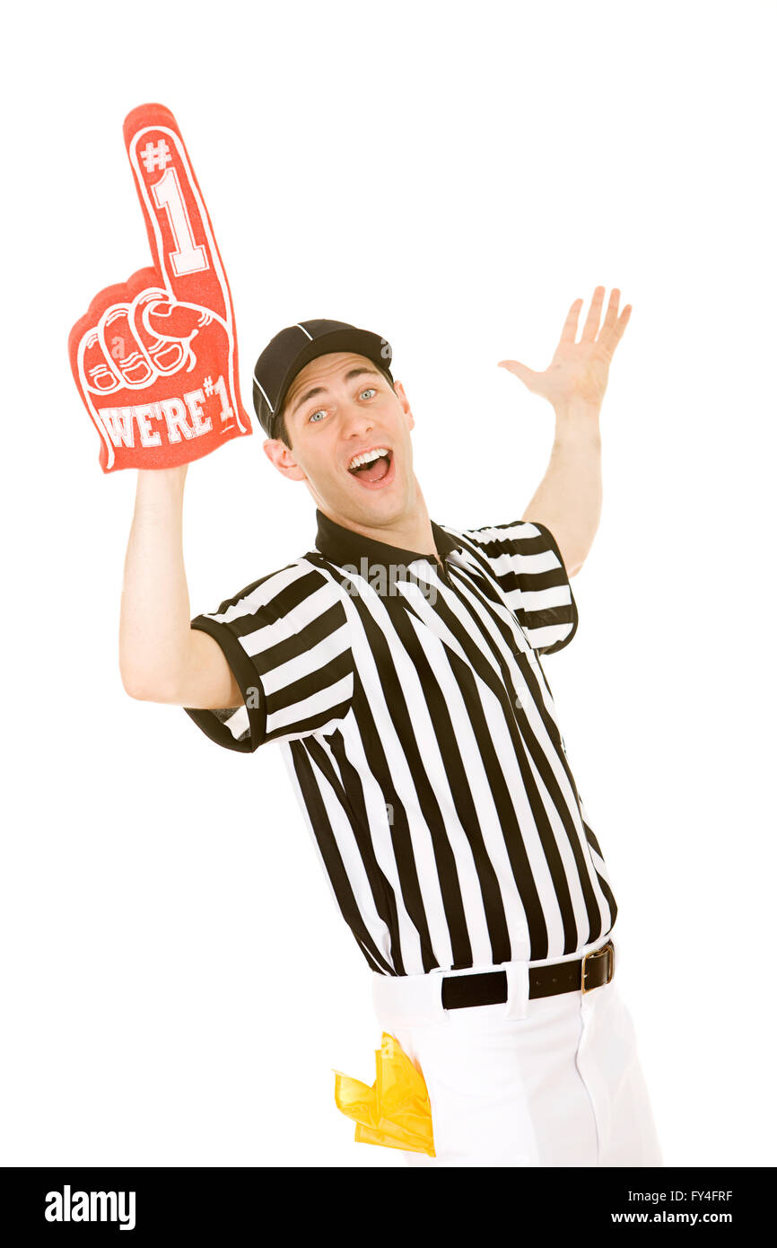 Caucasian male as American football referee. Isolated on white ...