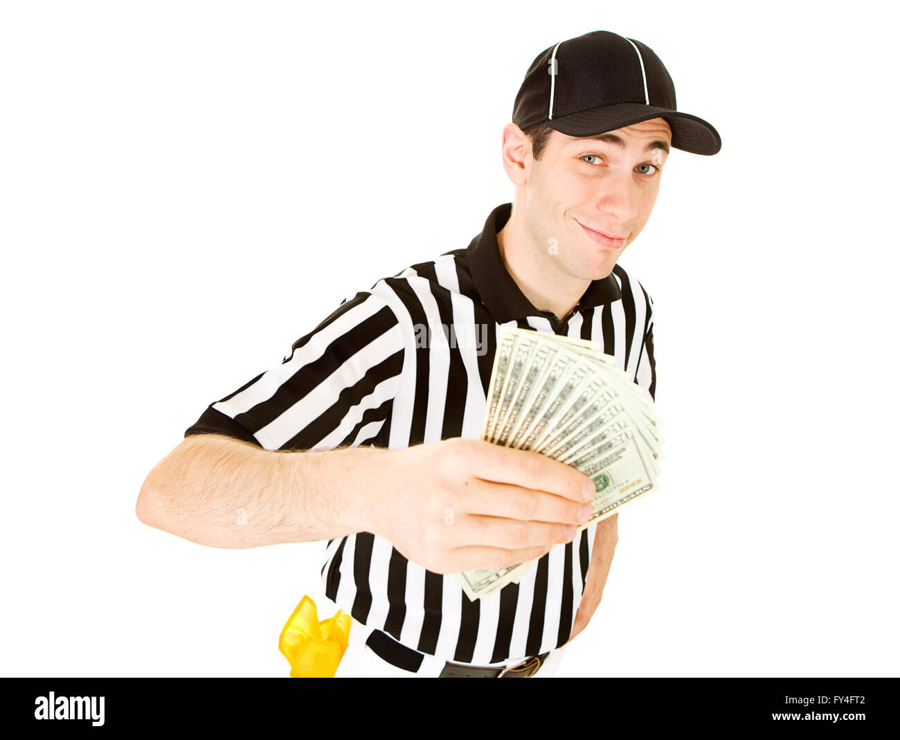 Caucasian male as American football referee. Isolated on white ...