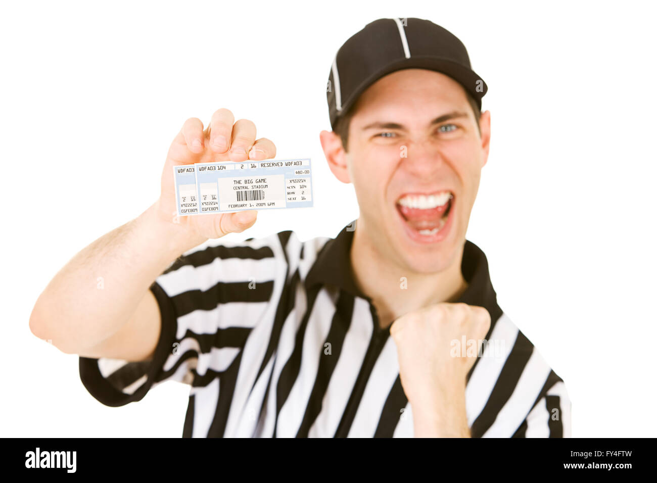 Caucasian male as American football referee. Isolated on white ...