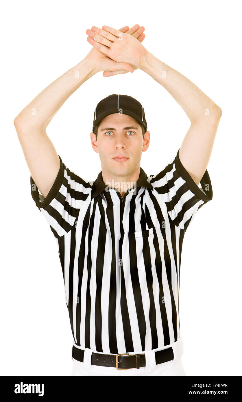 Caucasian male as American football referee. Isolated on white ...