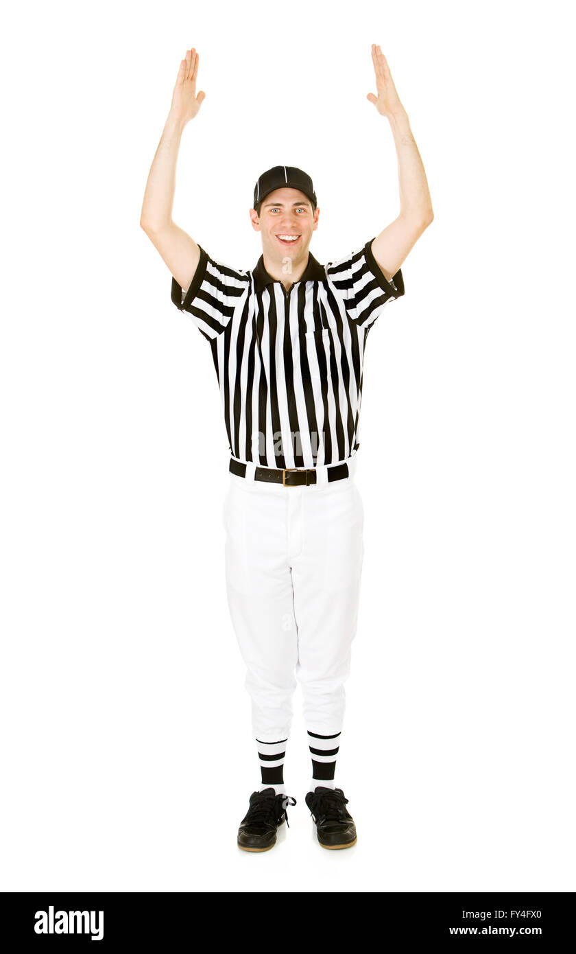 Caucasian male as American football referee. Isolated on white ...