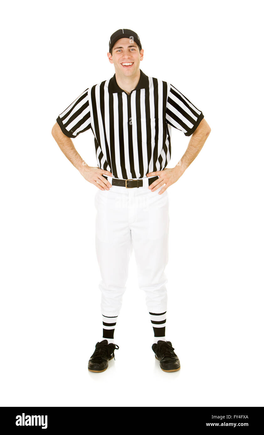 Caucasian male as American football referee. Isolated on white ...